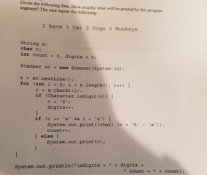 Solved Given the following data, show exactly what will be | Chegg.com