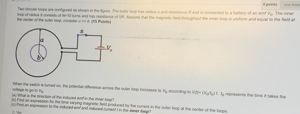 Solved O points Save Answ Two circular loops are configured | Chegg.com