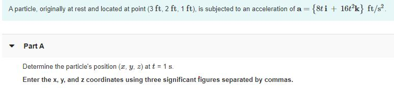Solved A particle, originally at rest and located at point | Chegg.com