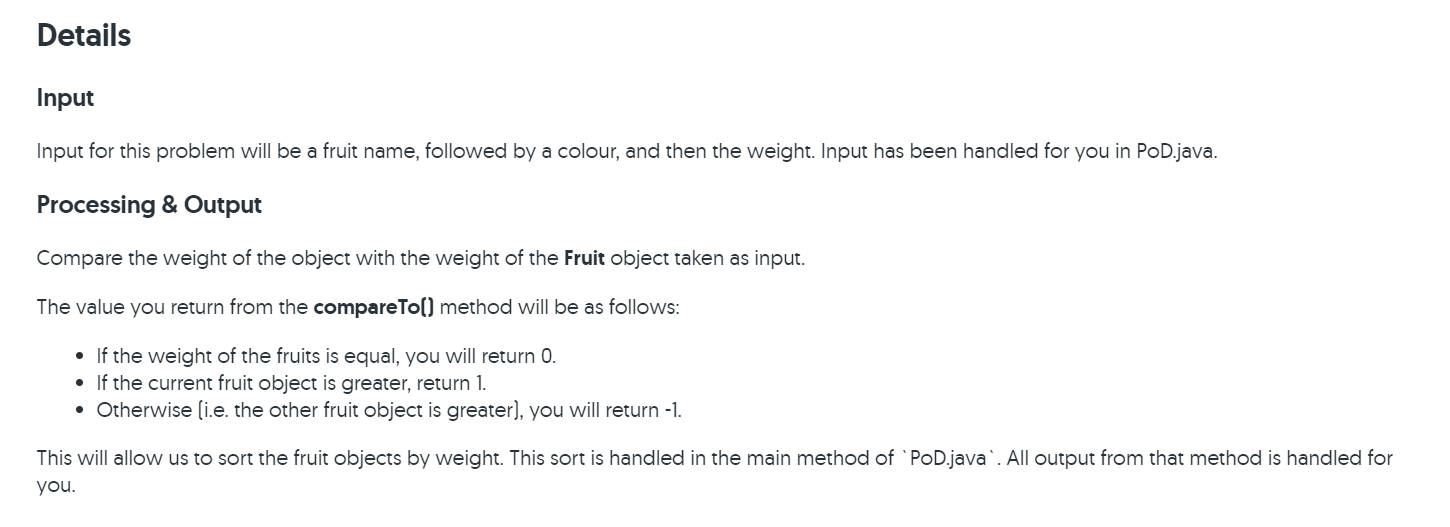 Solved Today you will be given a Fruit class as well as a | Chegg.com