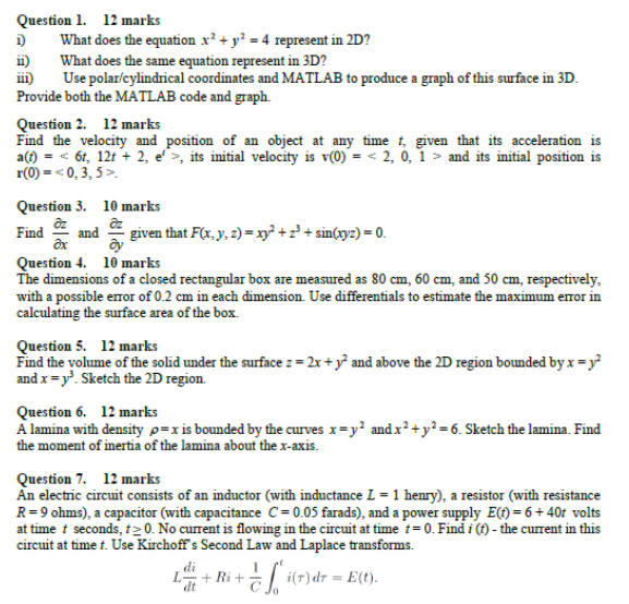 Solved Question 1. 12 marks i) What does the equation | Chegg.com