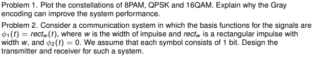 Solved Problem 1. Plot the constellations of 8PAM, QPSK and | Chegg.com