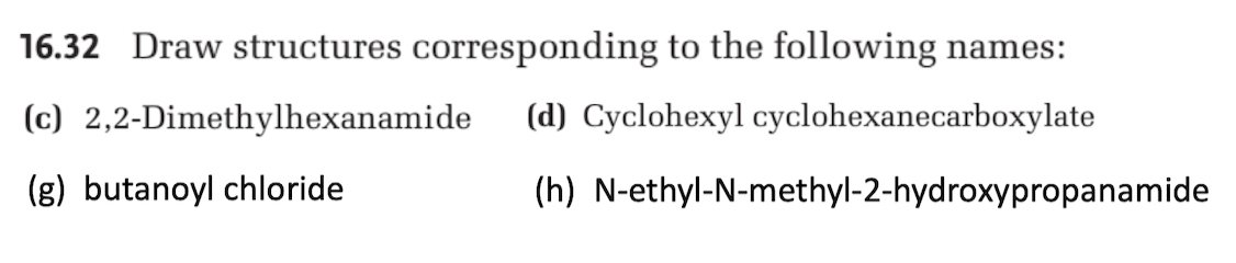 Solved 16.32 ﻿Draw structures corresponding to the following | Chegg.com