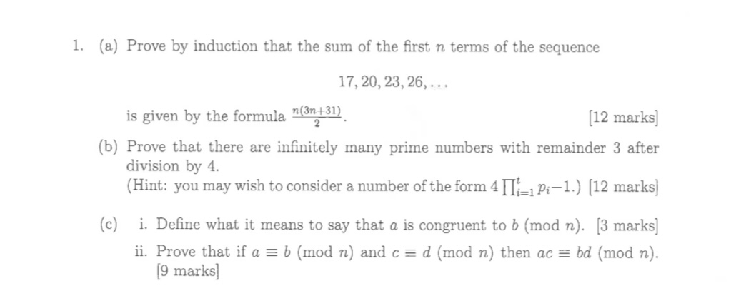 Solved 1. (a) Prove by induction that the sum of the first n | Chegg.com