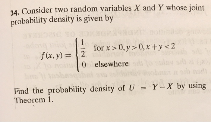 Solved 34. Consider two random variables X and Y whose joint | Chegg.com