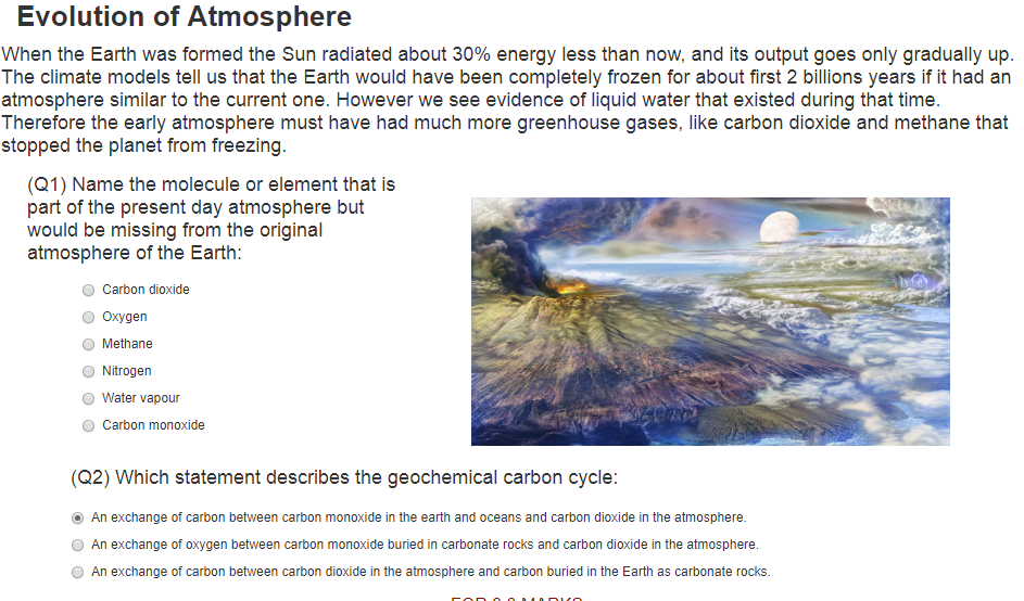 Solved Evolution of Atmosphere When the Earth was formed the | Chegg.com