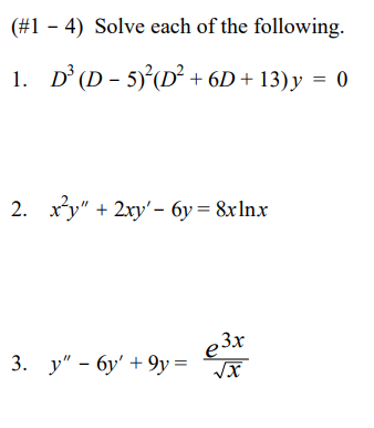 Solved (#1 – 4) Solve each of the following. 1. Dº (D - | Chegg.com