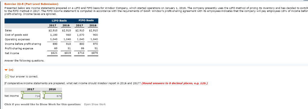 Solved Exercise 22-5 (Part Level Submission) Presented below | Chegg.com