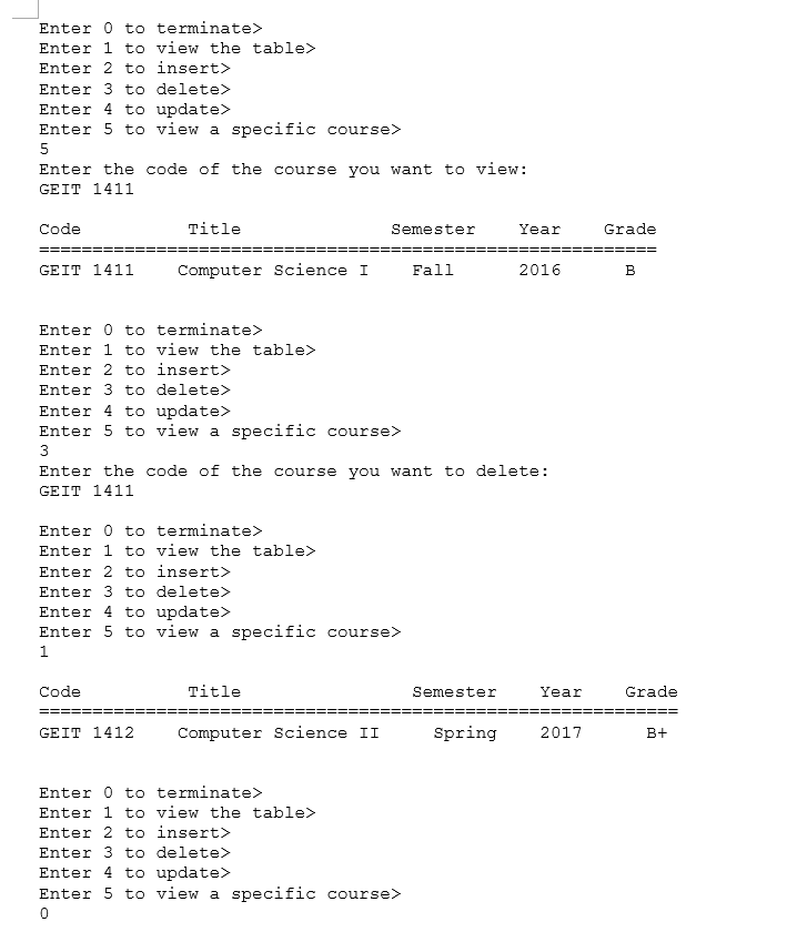 Solved Instructions: 1) Create a table called Courses to | Chegg.com