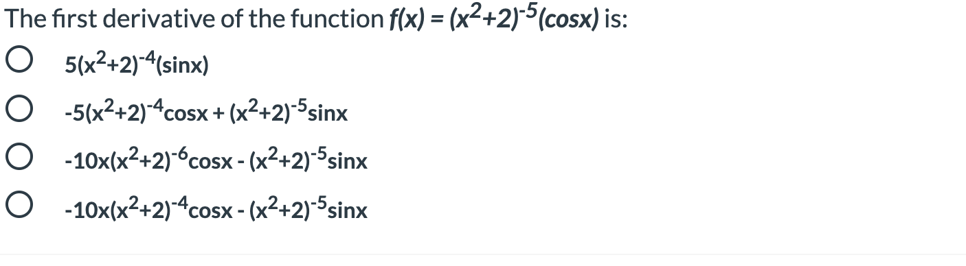 Solved The first derivative of the function f(x) = | Chegg.com