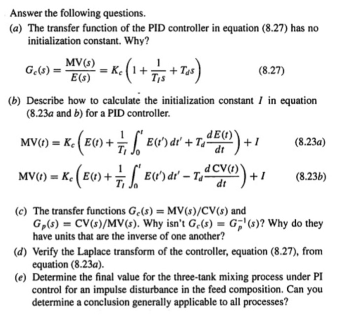 Solved The Transfer Function Of The PID Controller In Chegg