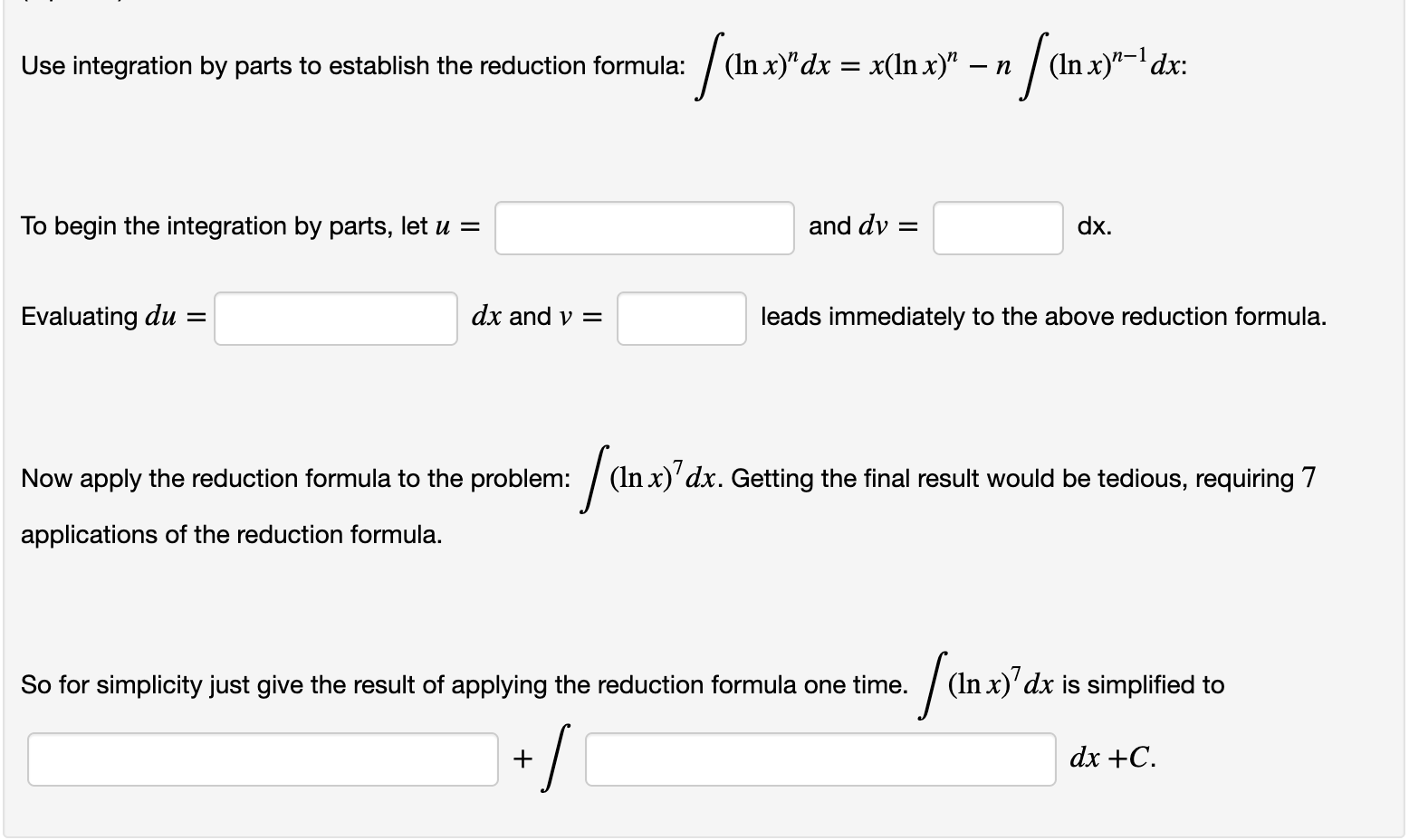 Solved Use integration by parts to establish the reduction | Chegg.com