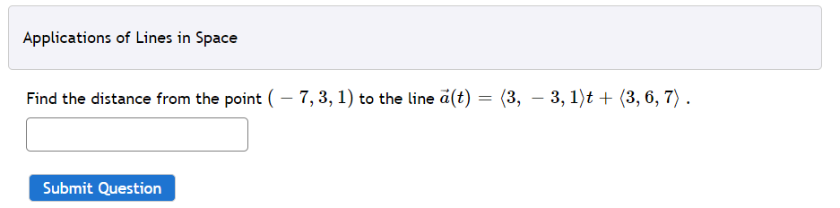 Solved Applications of Lines in Space Find the distance from | Chegg.com