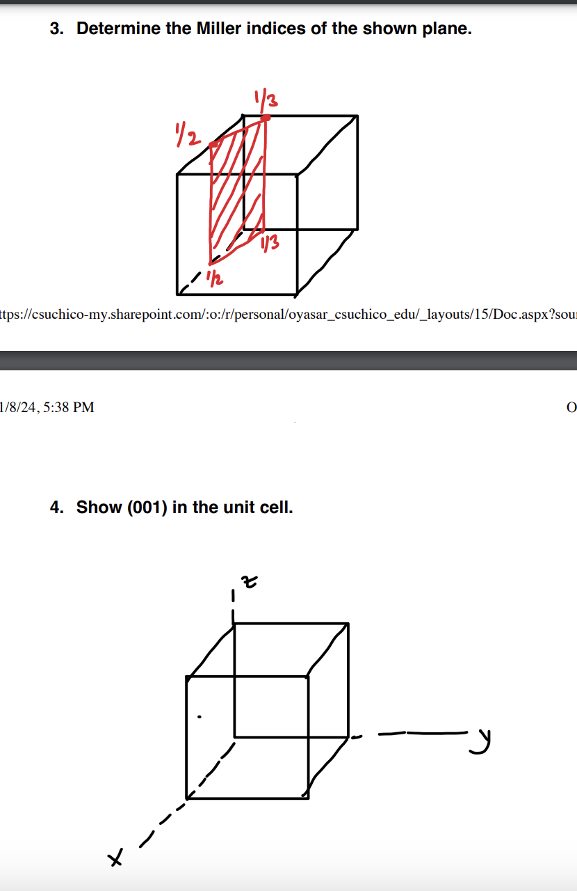 Solved by an EXPERT 3. ﻿Determine the Miller indices of the shown | Chegg.com