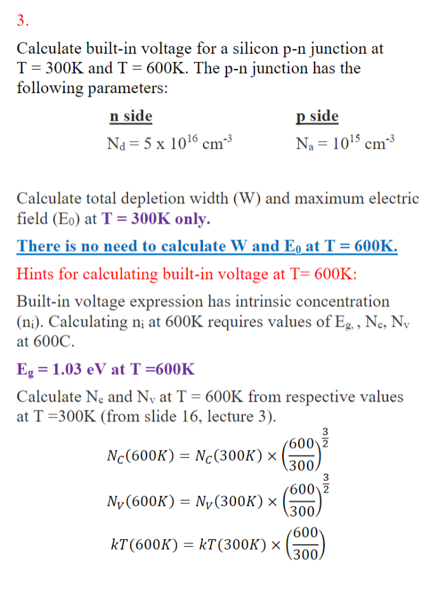 Solved 3. Calculate built-in voltage for a silicon p-n | Chegg.com