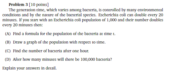 Solved Problem 3 [10 points] The generation time, which | Chegg.com
