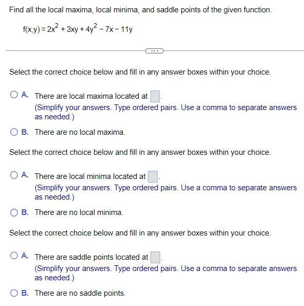 Solved Find All The Local Maxima Local Minima And Saddle