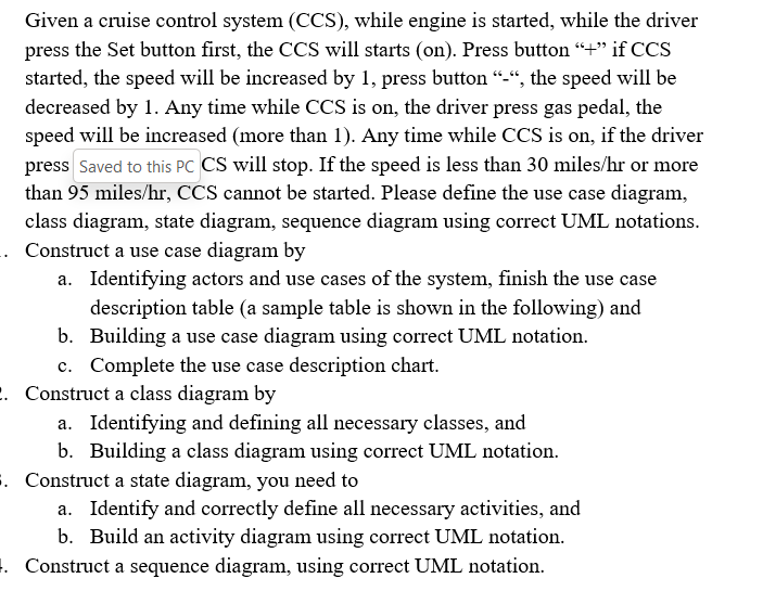 Solved press the Set button first, the CCS will starts (on). | Chegg.com
