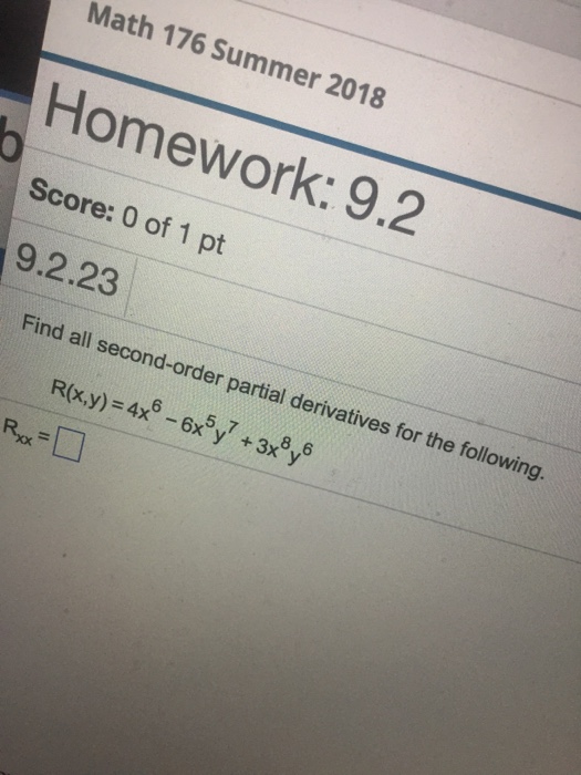 Solved Math 176 Summer 2018 Homework: 9.2 Score: 0 of 1 pt | Chegg.com