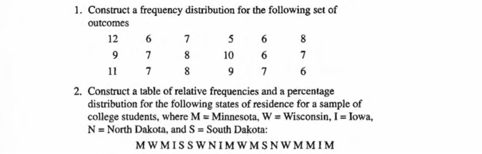 Solved 1 Construct A Frequency Distribution For The 8270