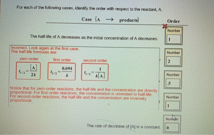 Solved For each of the following cases, identify the order | Chegg.com