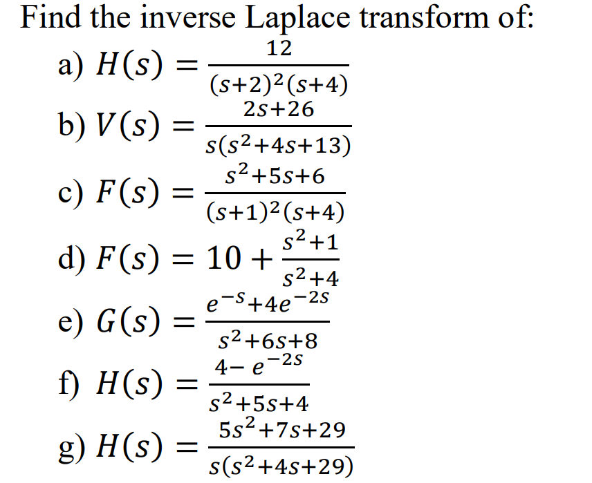 Solved Find the inverse Laplace transform | Chegg.com