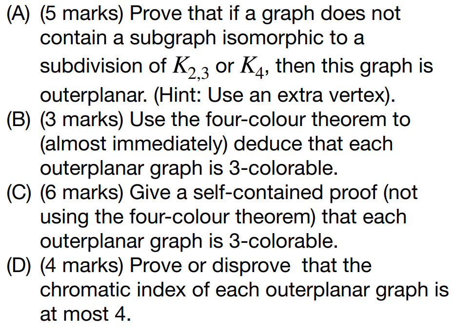 Solved (A) (5 marks) Prove that if a graph does not contain | Chegg.com