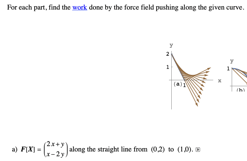 Solved For each part, find the work done by the force field | Chegg.com