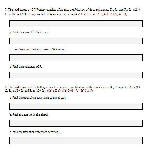 Solved Series Circuits Practice: 1. The load across a 12-V | Chegg.com