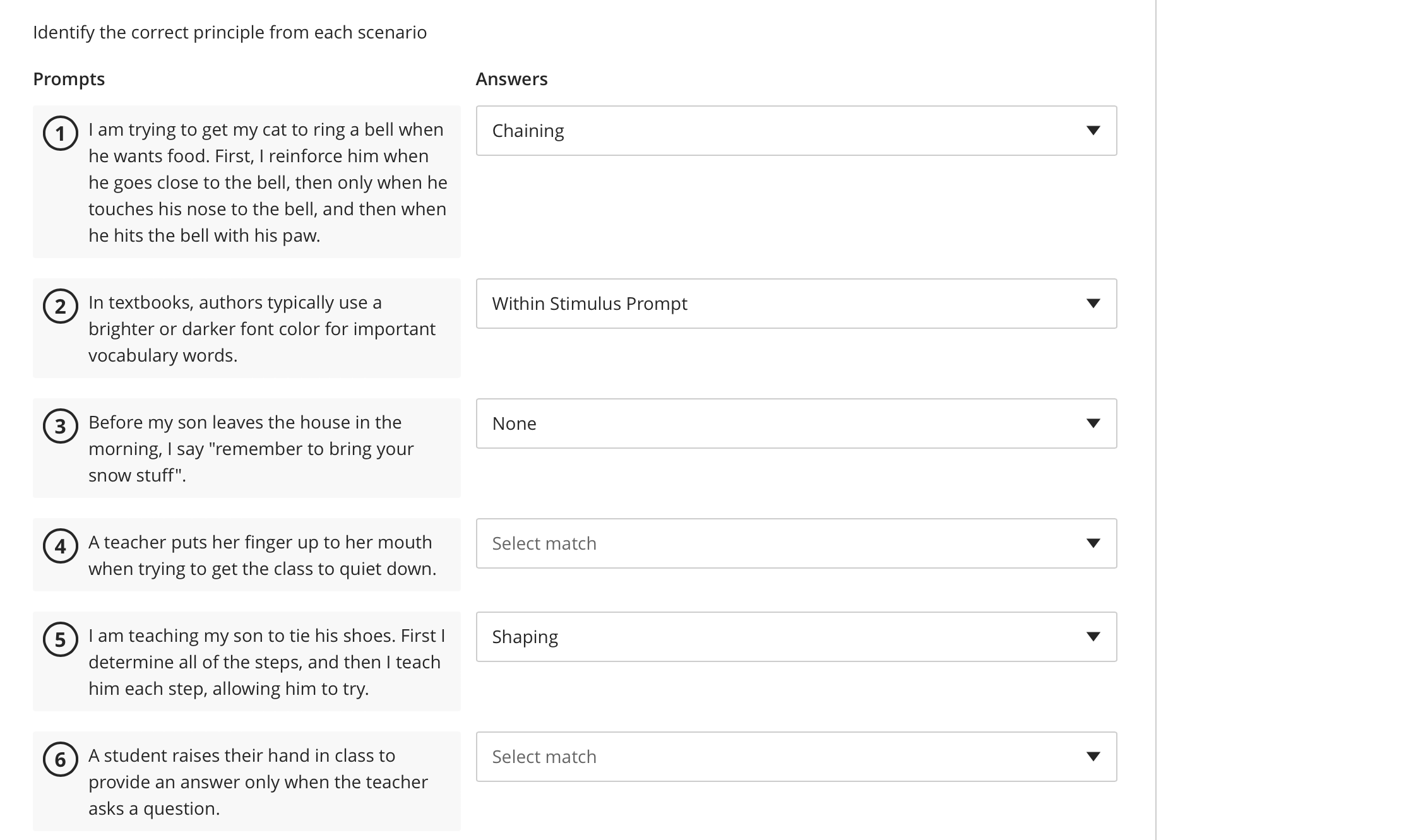 Identify the correct principle from each | Chegg.com
