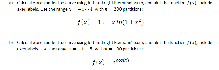 Solved a) Calculate area under the curve using left and | Chegg.com