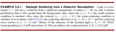 Solved EXAMPLE 5.6-1. ﻿Rayleigh Scattering from a Dielectric | Chegg.com
