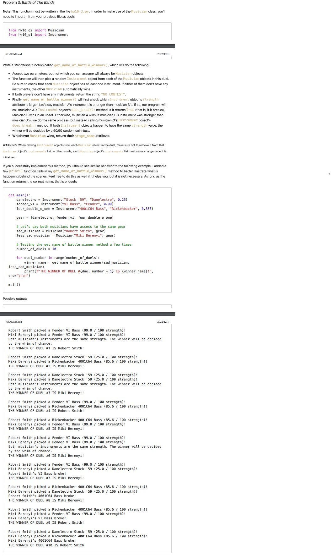 Solved Battle of The Bands hw10_q1----------------- class | Chegg.com