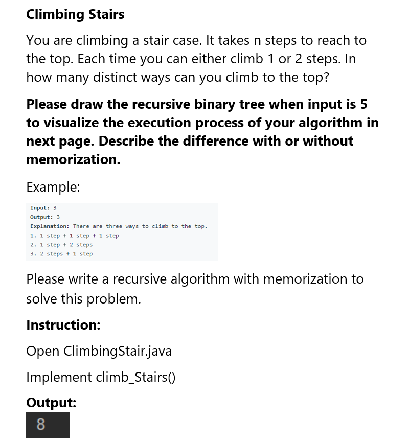 Solved Climbing Stairs You are climbing a stair case. It | Chegg.com