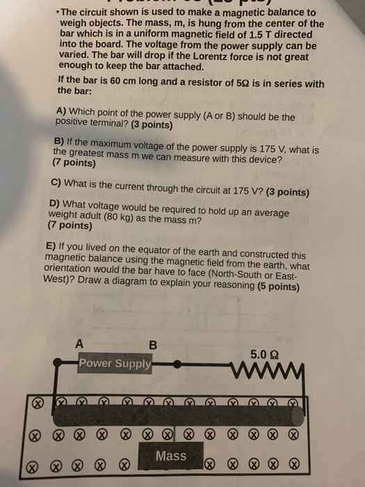 Solved The circuit shown is used to make a magnetic balance | Chegg.com
