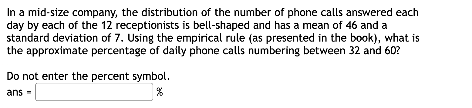 Solved In a mid-size company, the distribution of the number | Chegg.com