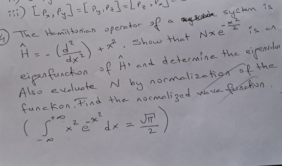 The Hamiltonian operator of a system | Chegg.com