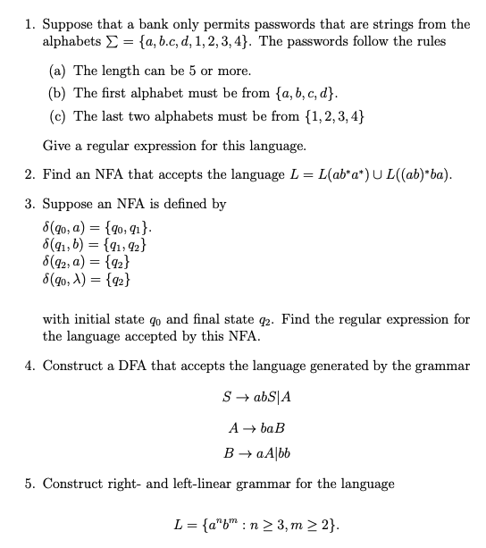 Solved 1. Suppose that a bank only permits passwords that | Chegg.com