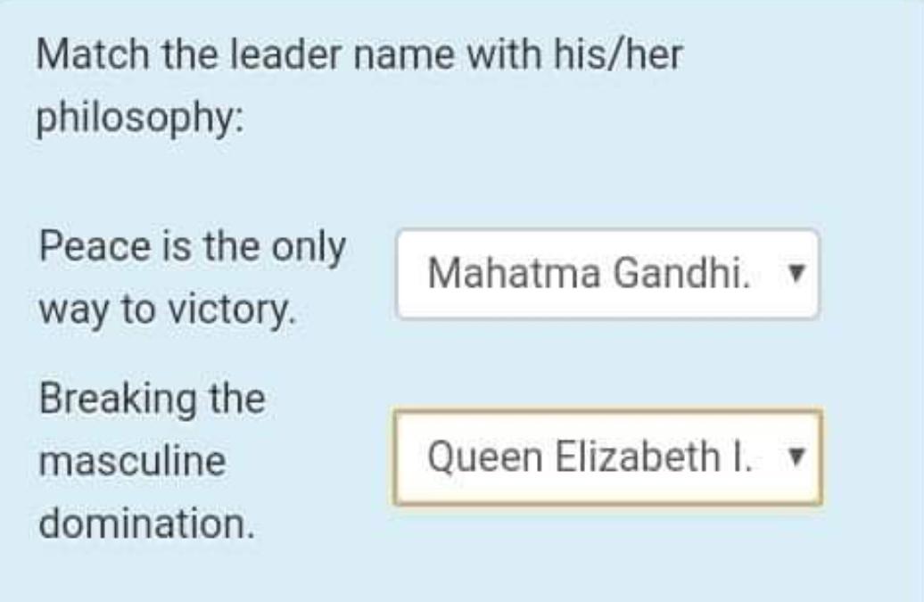 Solved Match the leader name with his/her philosophy: Peace | Chegg.com