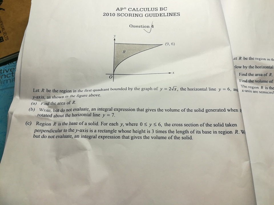 Solved AP® CALCULUS BC 2010 SCORING GUIDELINES Question | Chegg.com