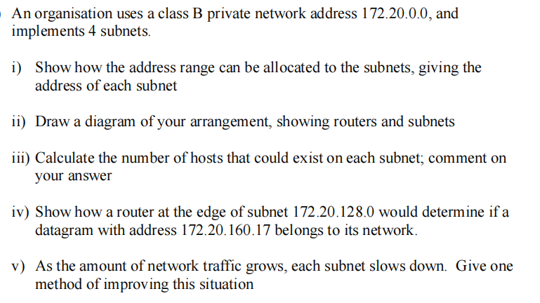 Solved An organisation uses a class B private network | Chegg.com