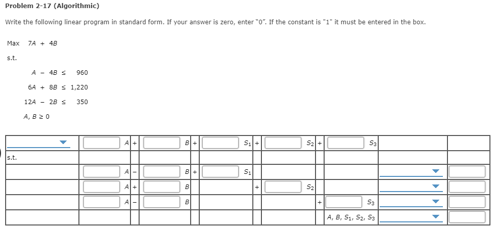 Solved Problem 2-17 (Algorithmic) Write the following linear | Chegg.com