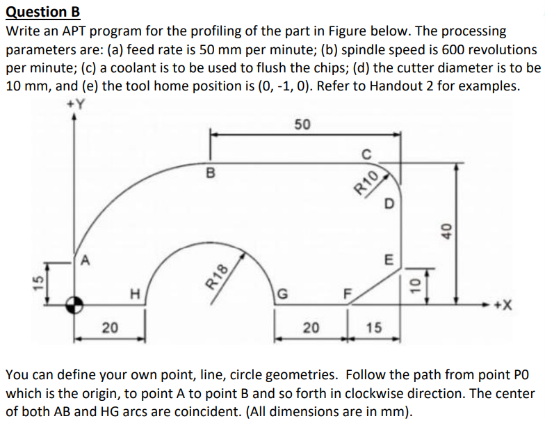 Solved by an EXPERT Question BWrite an APT program for the profiling of | Chegg.com
