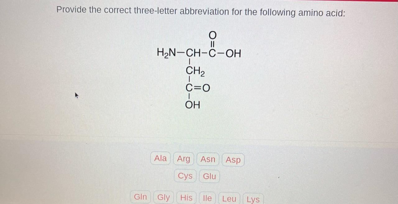 Solved Provide the correct three-letter abbreviation for the | Chegg.com