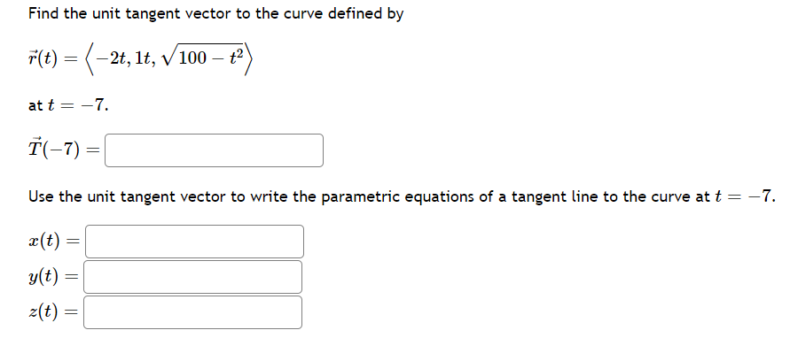 Solved Find the unit tangent vector to the curve defined by | Chegg.com