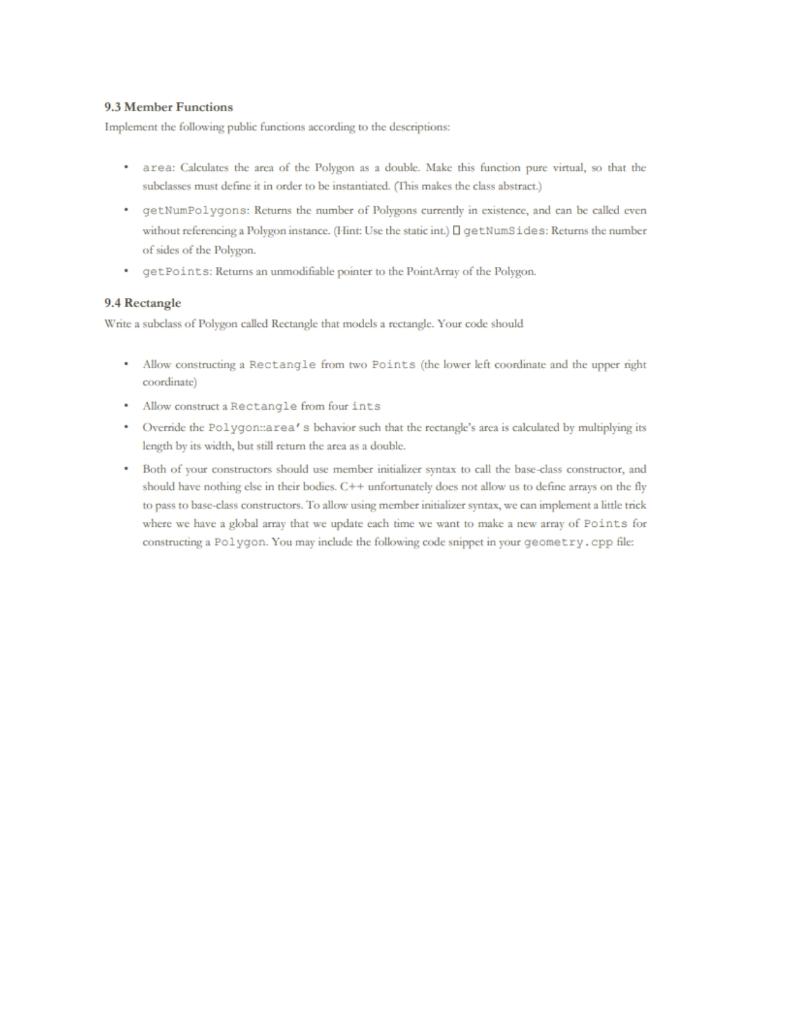 9.3 Member Functions Implement the following public | Chegg.com