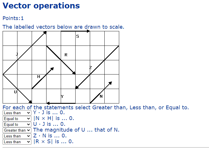 [Solved]: Vector operations Points: 1 The labelled vectors