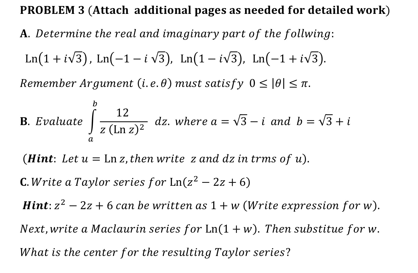 Solved PROBLEM 3 (Attach ﻿additional pages as ﻿needed for | Chegg.com
