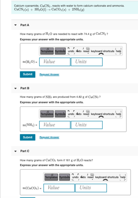 Solved Calcium cyanamide, CaCN2, reacts with water to form | Chegg.com
