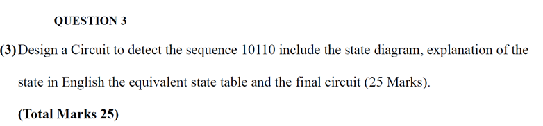 Solved 3) Design a Circuit to detect the sequence 10110 | Chegg.com